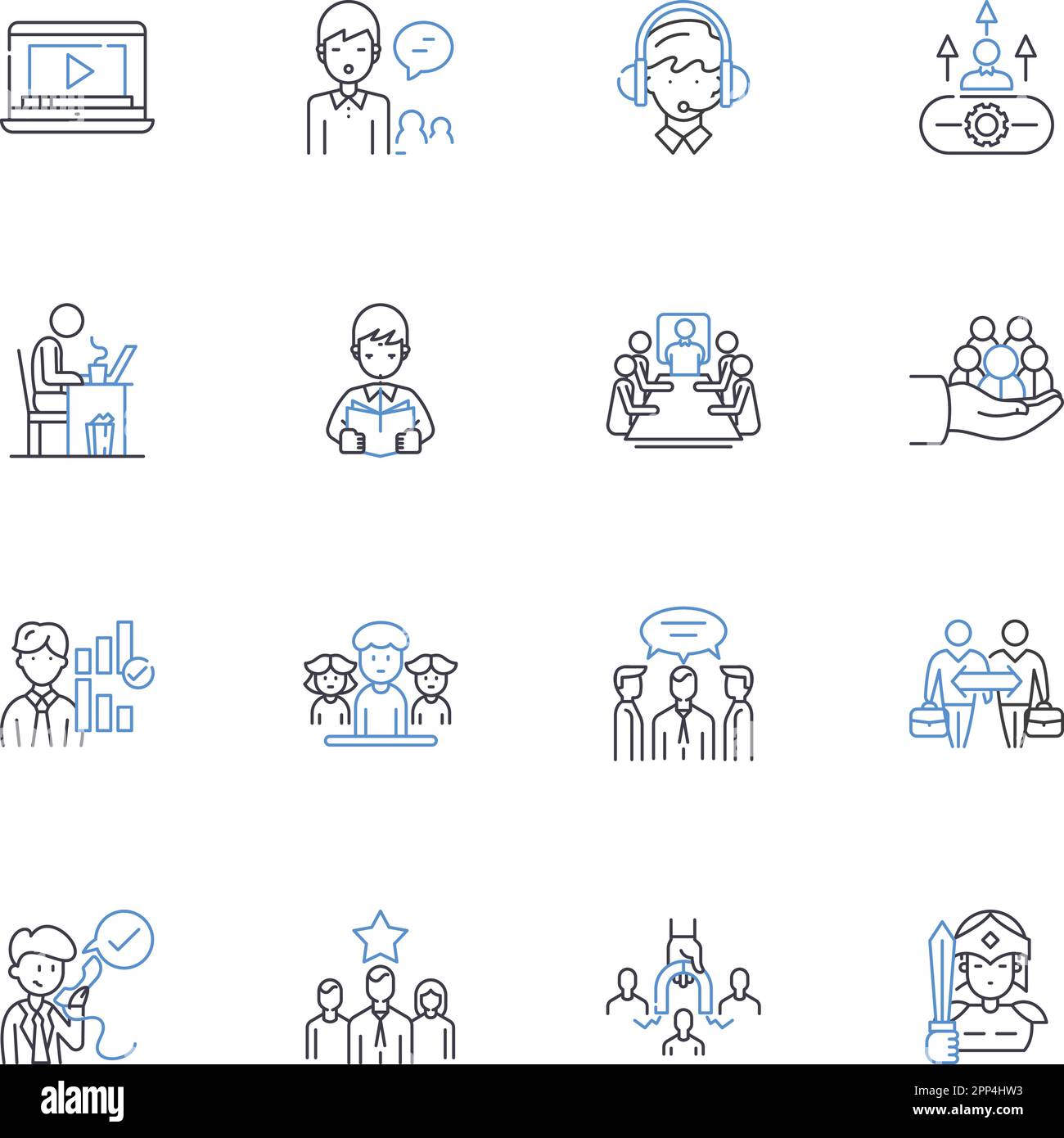 Directorial and calling line icons collection. Visionary, Commanding ...