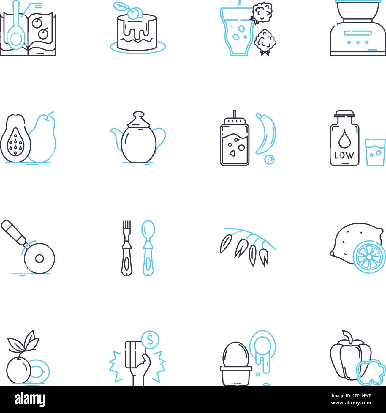 Beverage market linear icons set. Refreshment, Thirst-quencher ...
