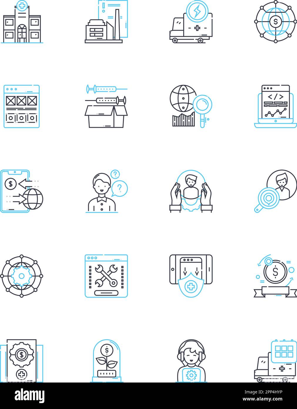 Digital sales linear icons set. E-commerce, Online marketing, Conversion, Engagement, Social ...