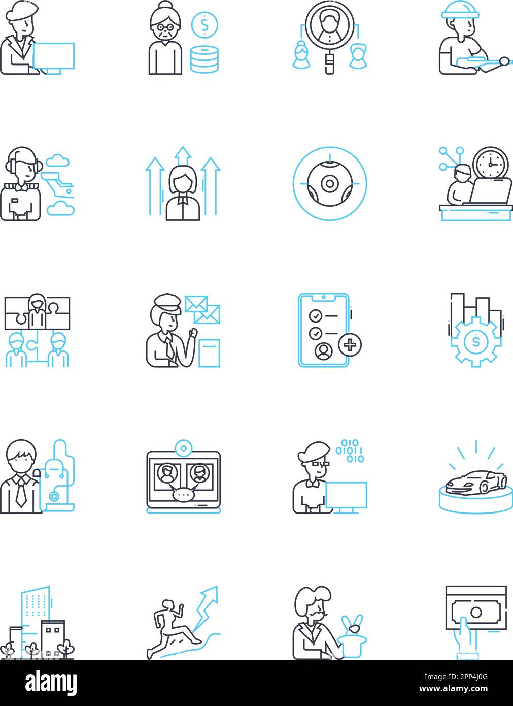 Life Planning Linear Icons Set Goals Ambition Vision Purpose