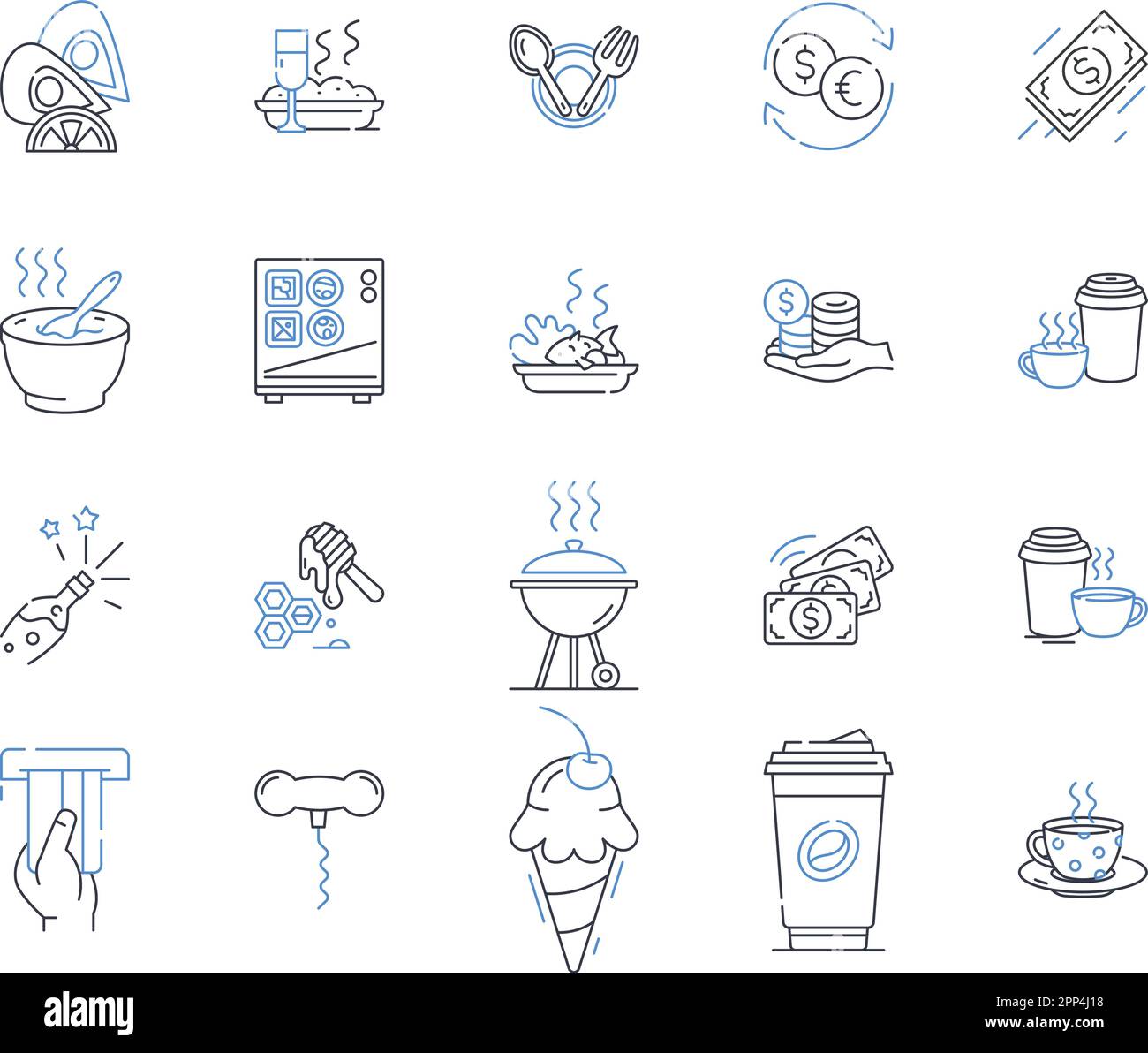 Canteen line icons collection. Food, Lunch, Snacks, Cafeteria, Hunger ...