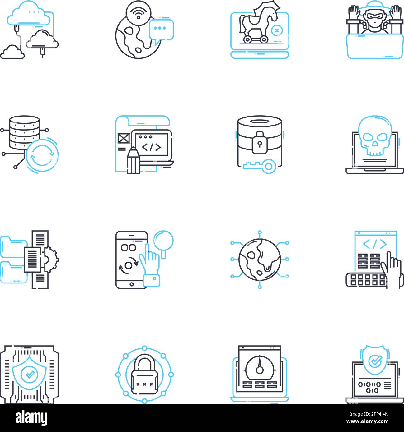 Information safety linear icons set. Encryption, Firewall, Malware ... Information safety linear icons set. Encryption, Firewall, Malware ...