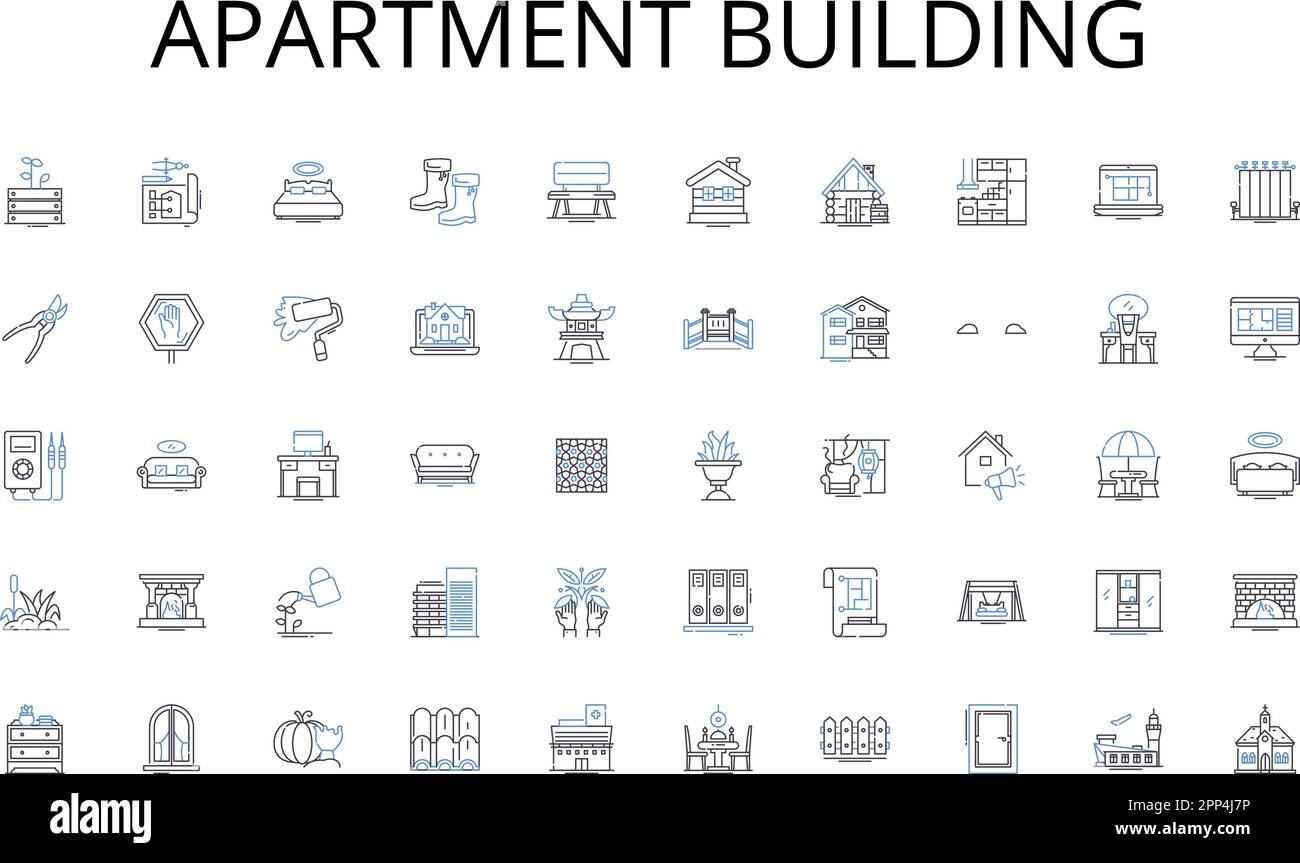 Apartment building line icons collection. Partnership, Communication ...