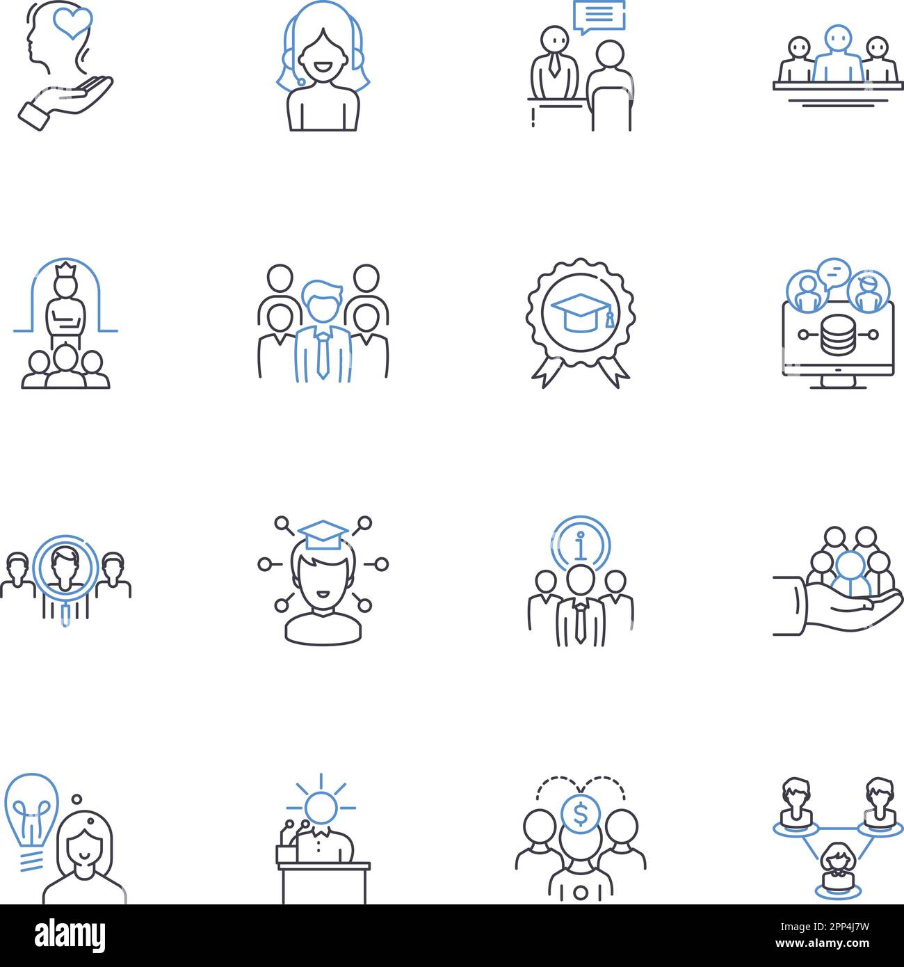 Employer branding line icons collection. Reputation, Culture, Values ...