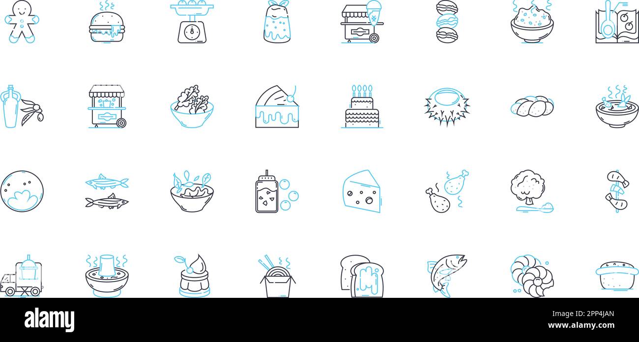 Dining adventures linear icons set. Gastronomy, Epicurean, Feasting ... Dining adventures linear icons set. Gastronomy, Epicurean, Feasting ...