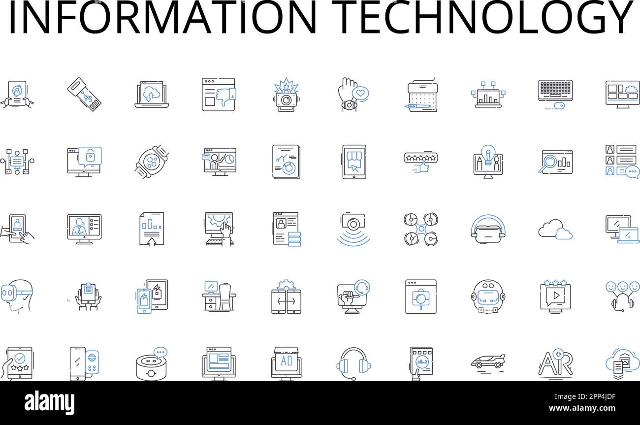 Information technology line icons collection. Funding, Innovation ...