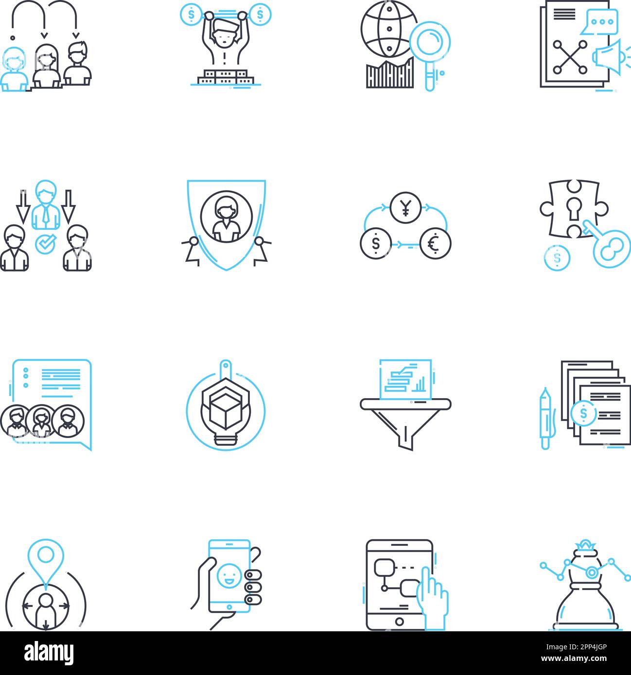 Fiscal Responsibility linear icons set. Budget, Savings, Debt ...
