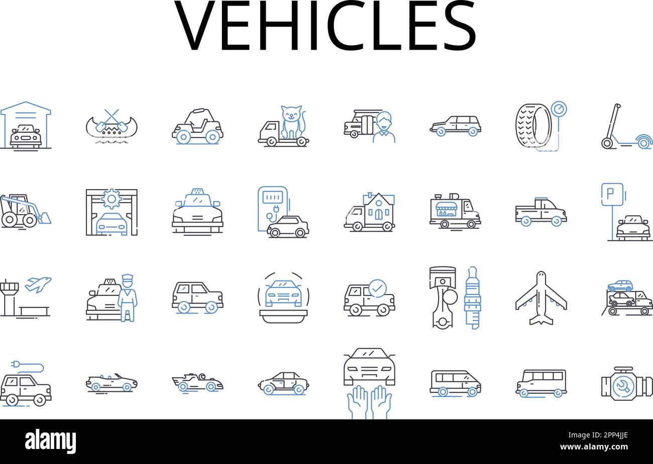 Vehicles line icons collection. Cars, Automobiles, Transportation ...