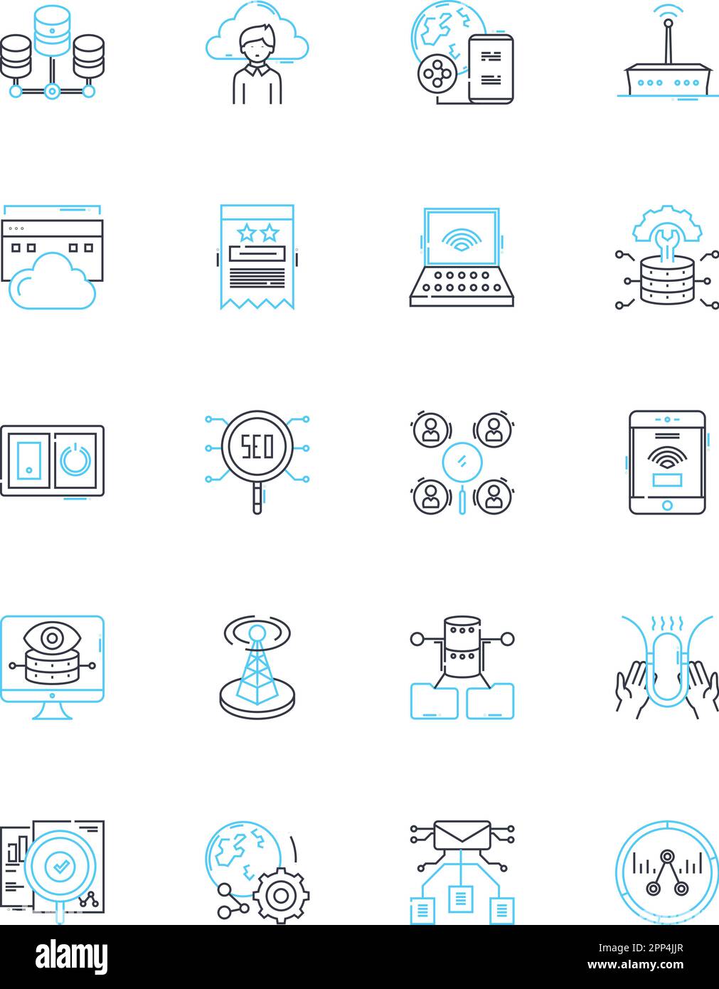 Cybersecurity Measures Linear Icons Set Firewall Encryption