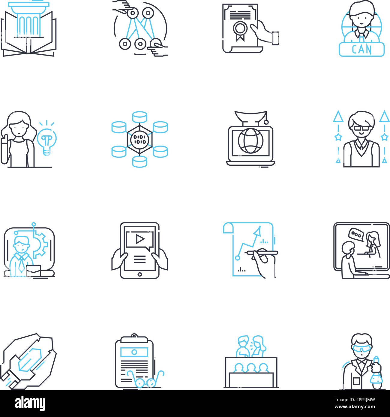 Digital work linear icons set. Remote, Freelance, Virtual, Online ...