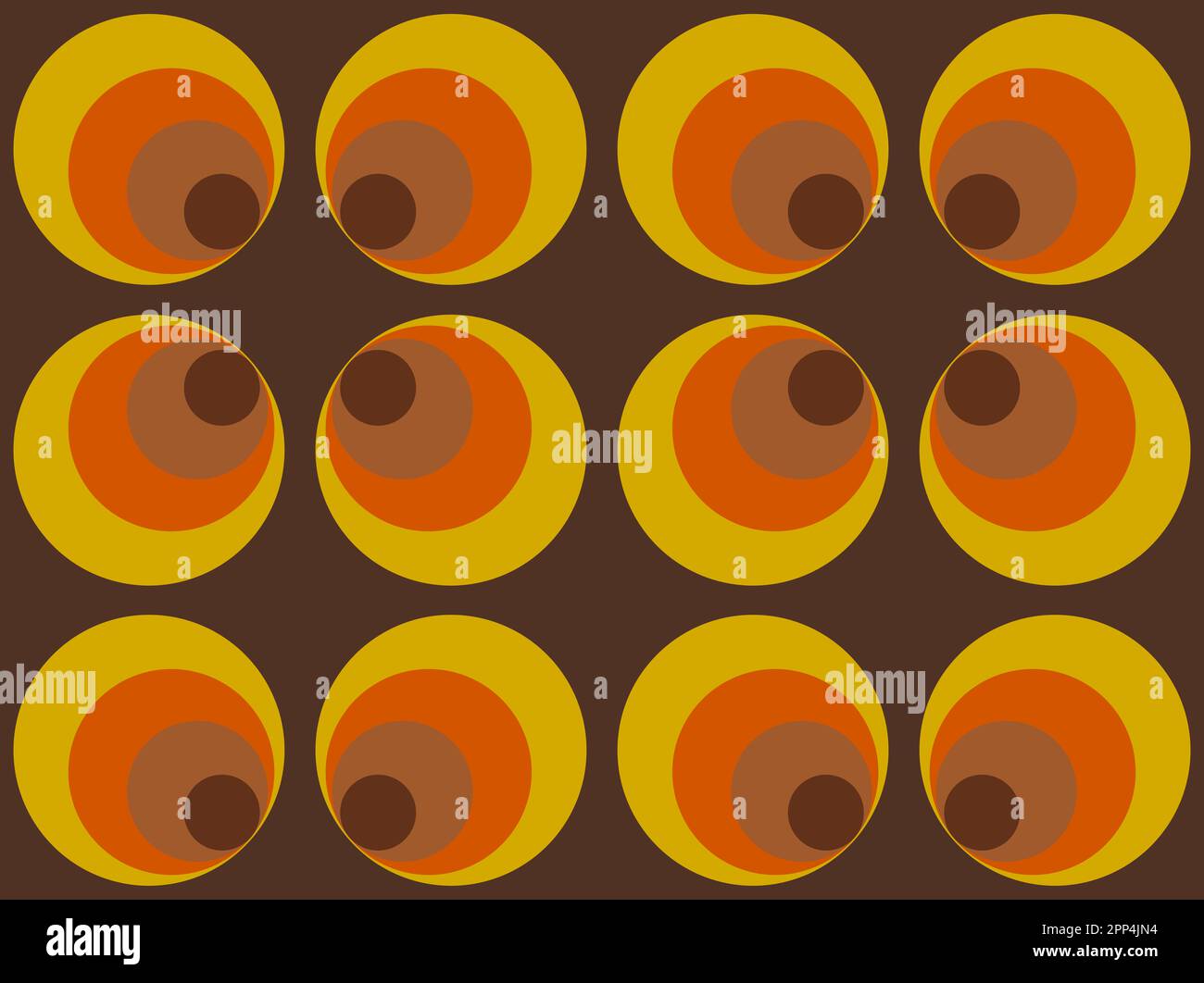 Retro style wallpaper design with circles in yellow, orange and brown ...