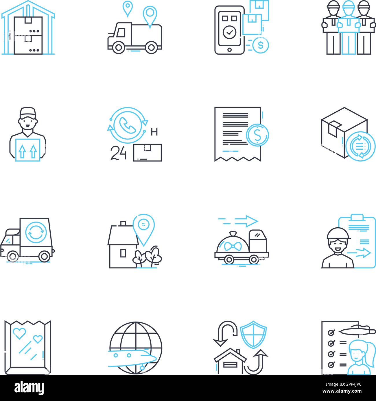 Freight transport linear icons set. Cargo, Logistics, Shipment ...