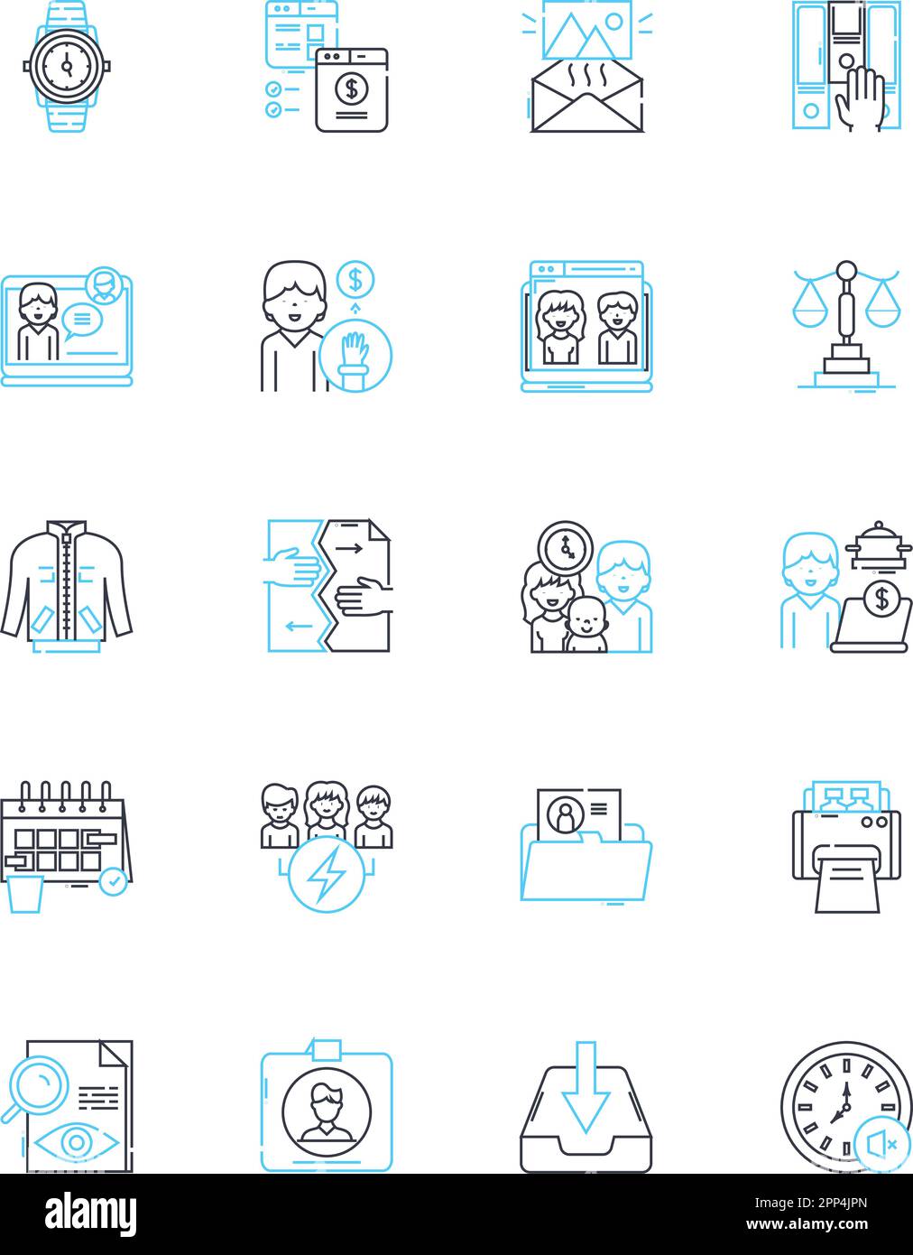 Establishment linear icons set. Institution, Authority, Power ...