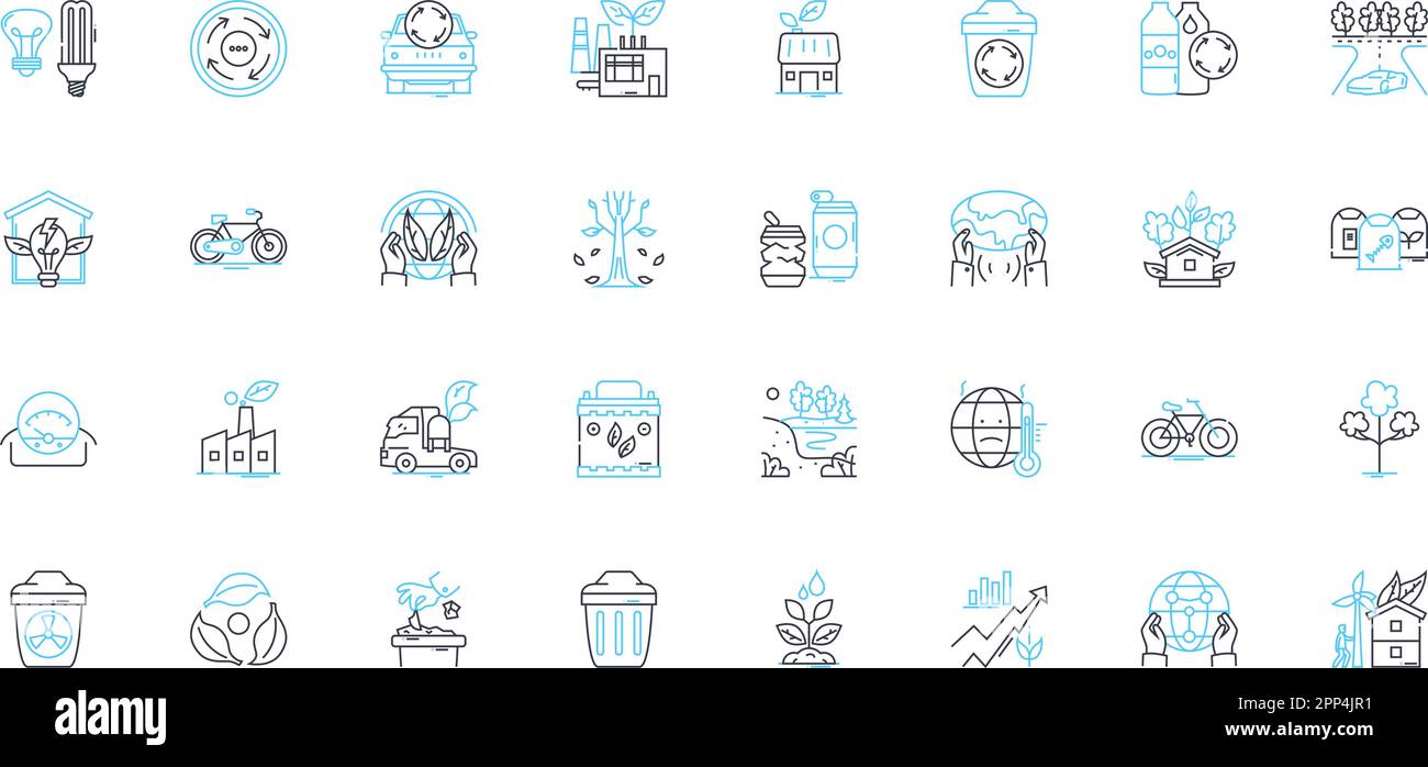 Environmental progressions linear icons set. Sustainability, Renewable ...