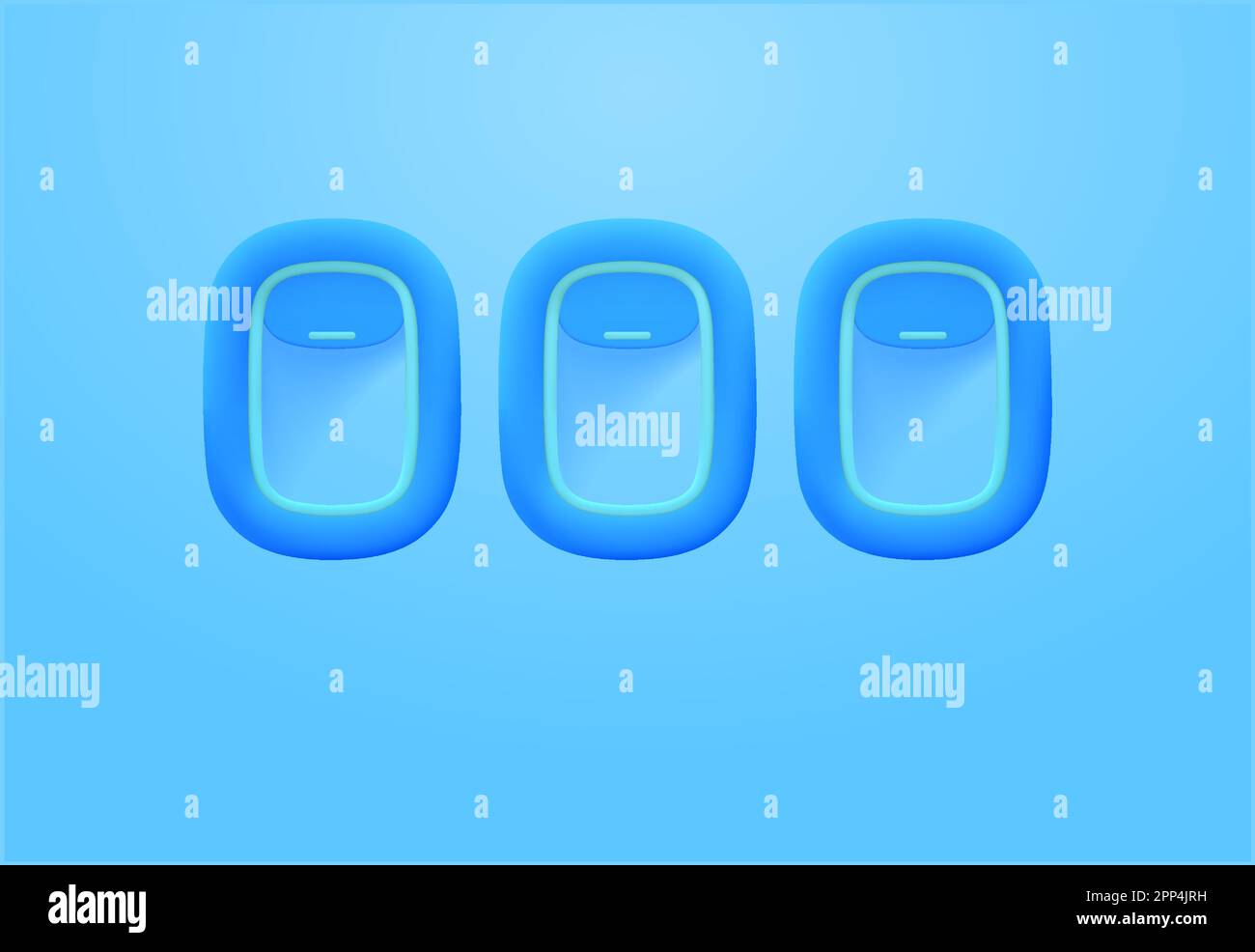 Airplane windows concept, pastel 3d illustration. Plane illuminators ...