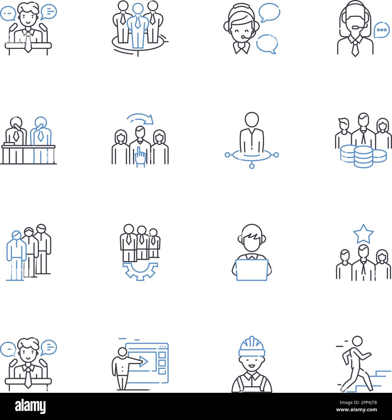 Management role line icons collection. Leadership, Delegation ...