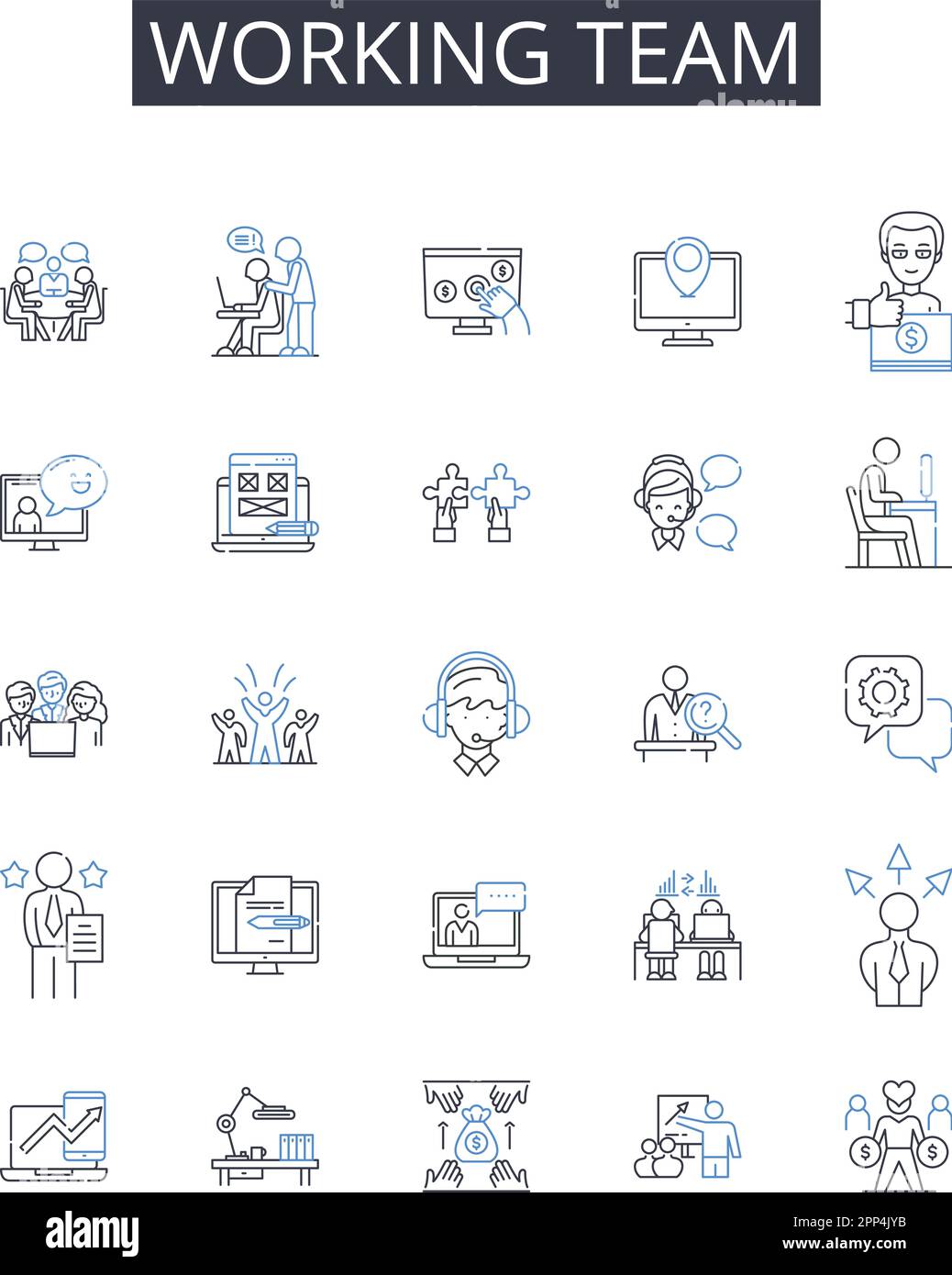 Working team line icons collection. Timeline, Schedule, Manufacturing ...