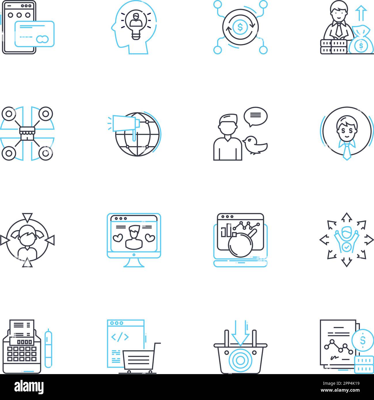 Marketing linear icons set. Advertising, Analysis, Branding, Consumer ...