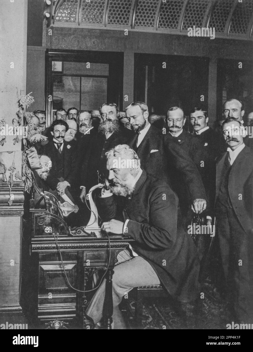 Alexander Graham Bell at the opening of the long-distance line from New ...