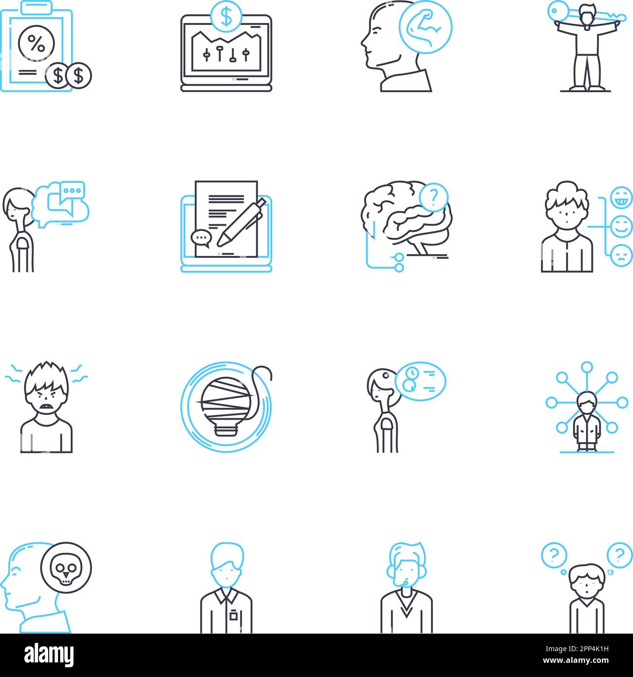 Performance enhancement linear icons set. Endurance, Stamina, Agility ...