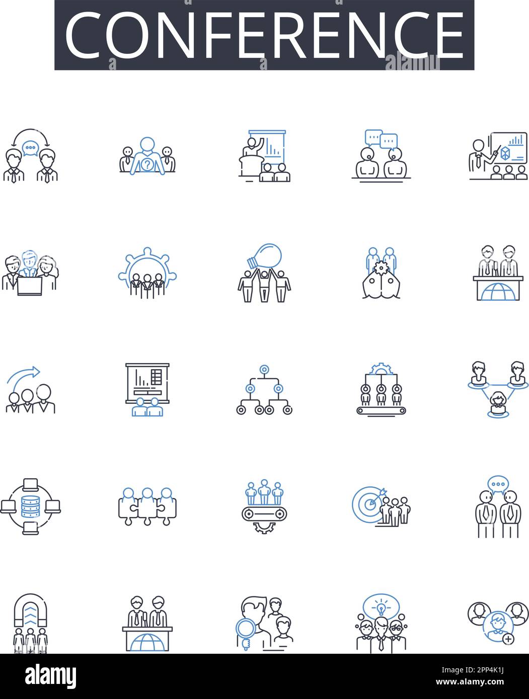 Conference line icons collection. Meeting, Assembly, Symposium ...