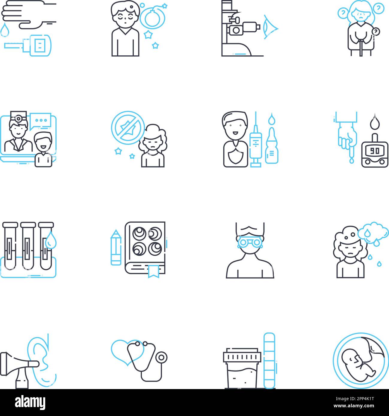 Medical oversight linear icons set. Supervision, Management, Governance ...