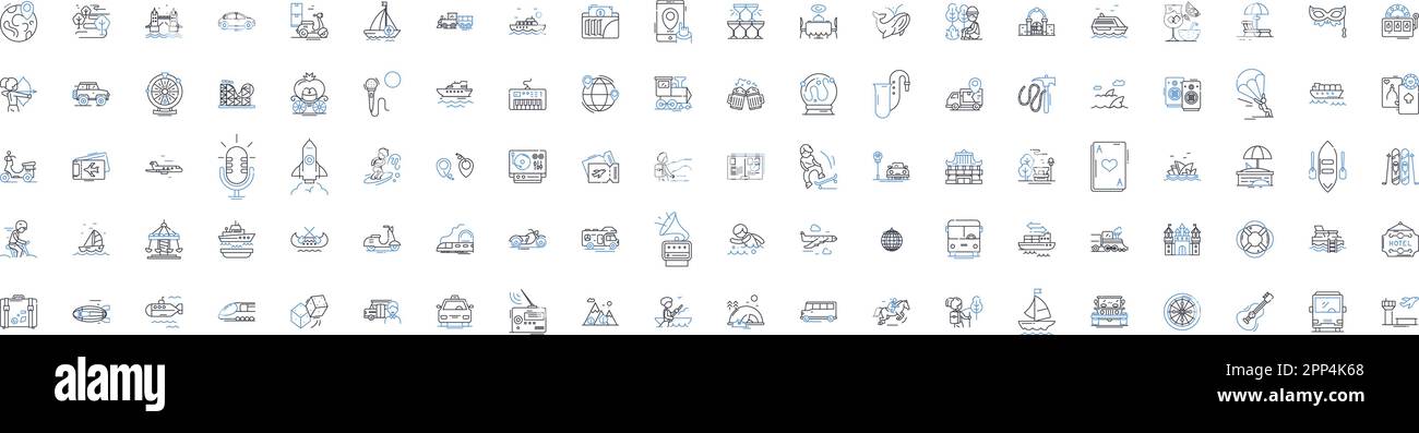 Journey line icons collection. Expedition, Trek, Voyage, Adventure ...