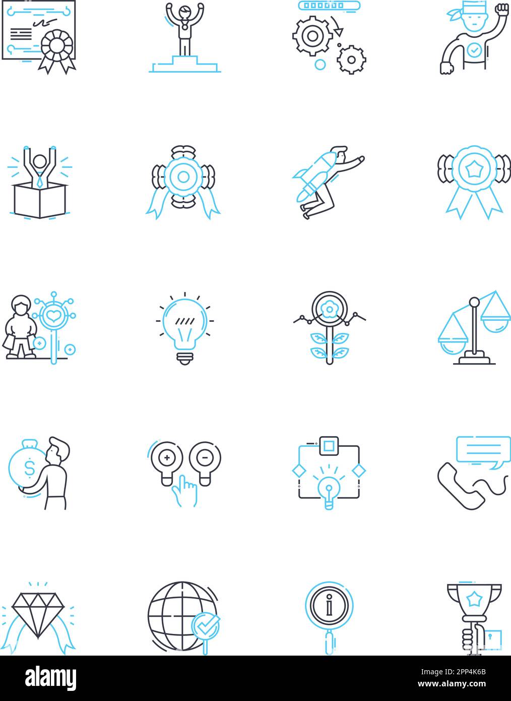 Goal setting linear icons set. aspiration, ambition, objectives ...