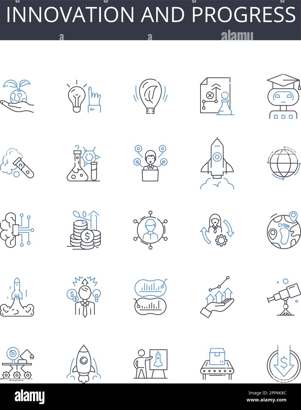 Innovation and progress line icons collection. Improvement, Advancement, Development ...