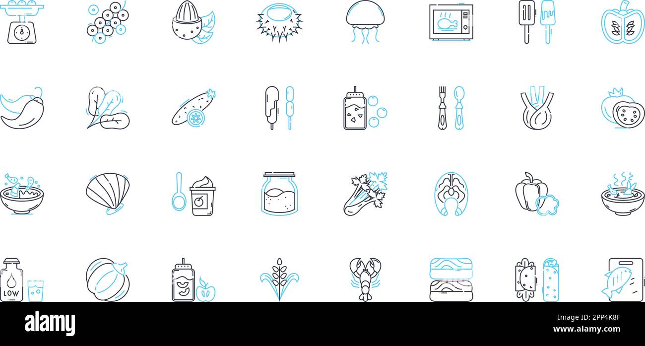 Bistro linear icons set. French, Cuisine, Delightful, Elegant, Gourmet ...