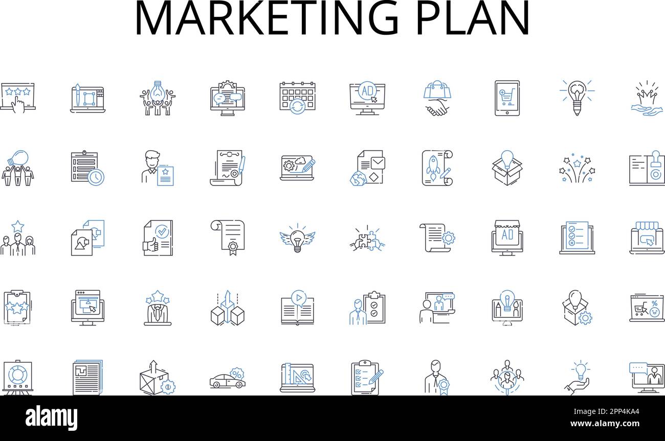Marketing plan line icons collection. Collaboration, Unity, Trust ...