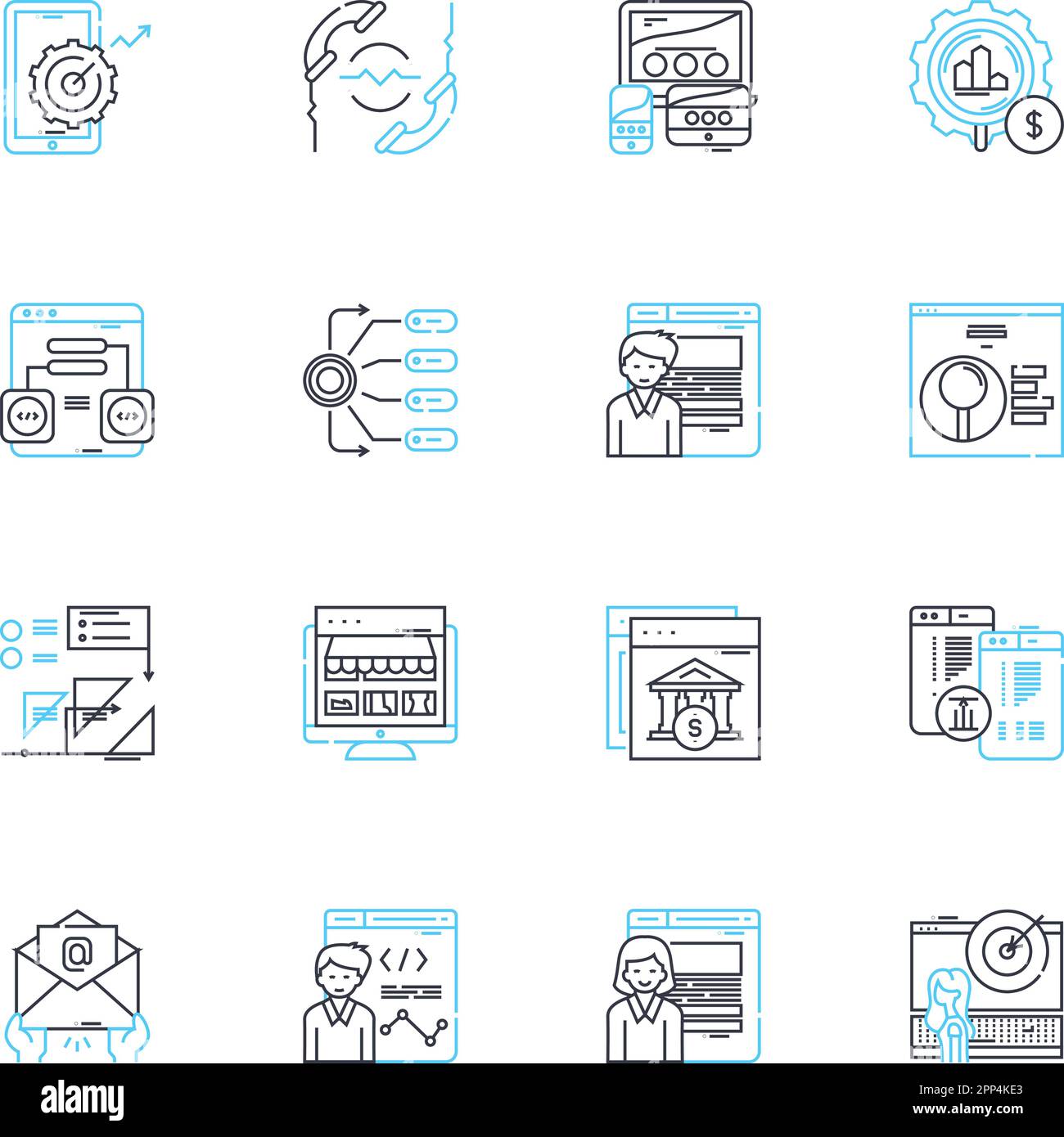 E Commerce Marketing Linear Icons Set Conversion Sales Traffic