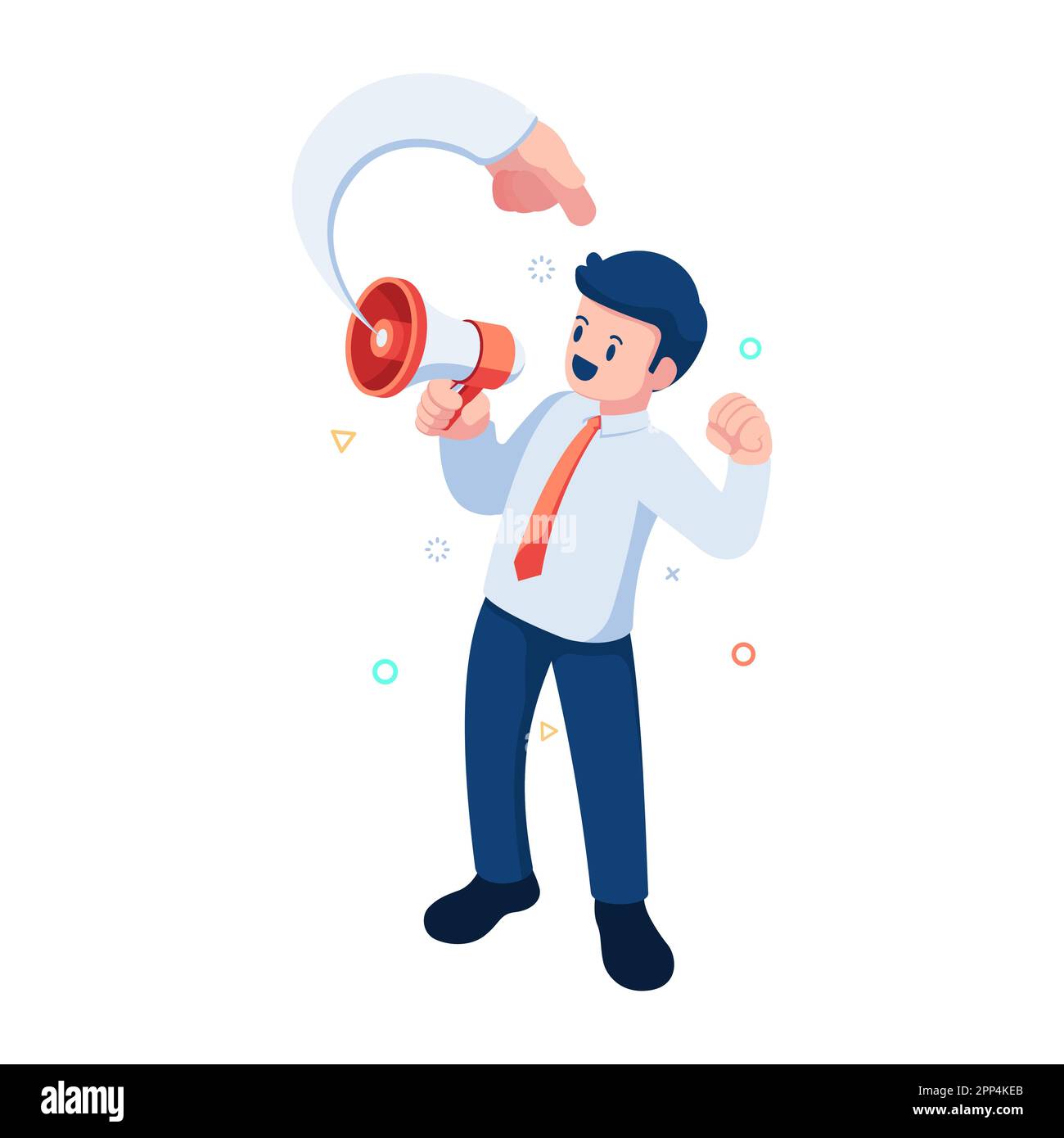 Flat 3d Isometric Businessman Promote Himself by Megaphone. Self ... Flat 3d Isometric Businessman Promote Himself by Megaphone. Self ...