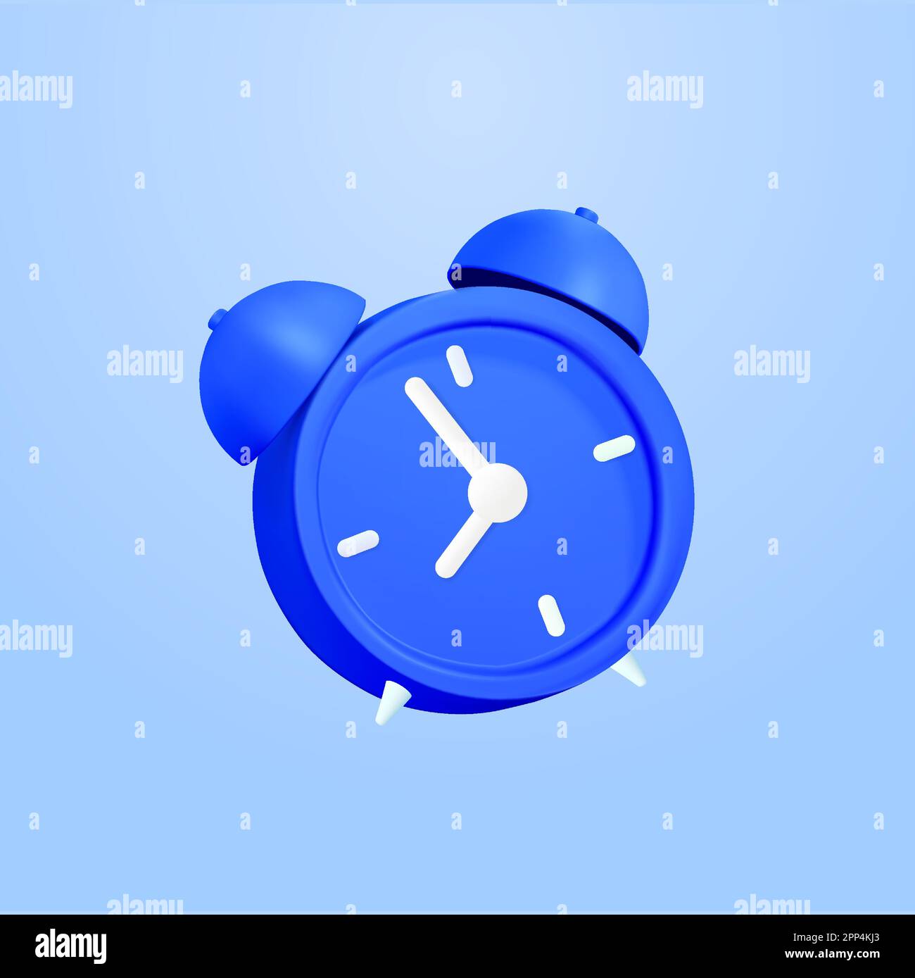 Circle clock icon. Alarm clock on blue background. 3d blue ink watch ...