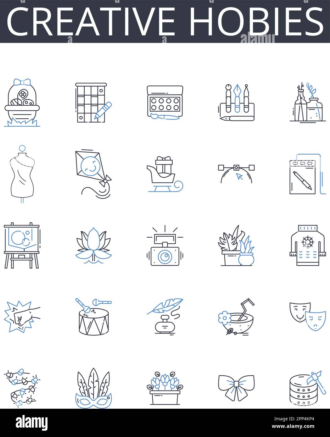 Creative hobies line icons collection. Bold ventures, Daring passions ...