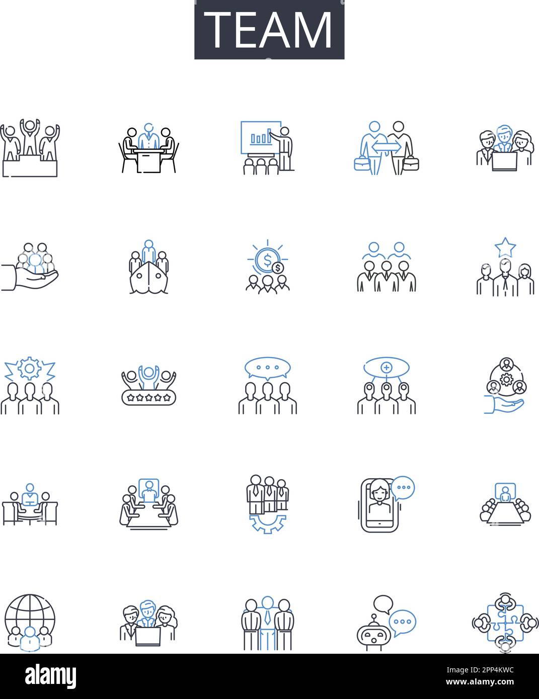 Team line icons collection. Squad, Group, Gang, Unit, Troop, Company ...