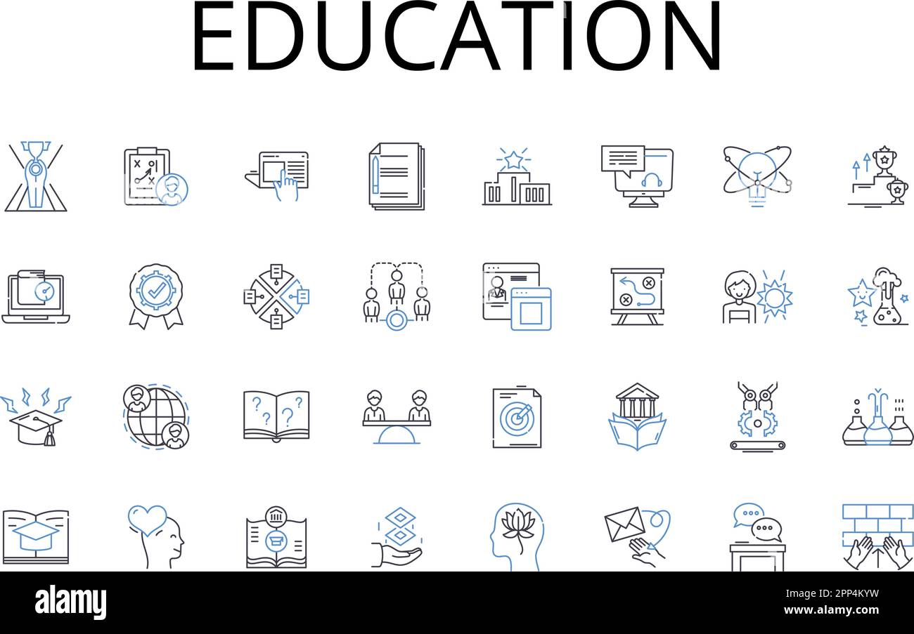 Education line icons collection. Learning, Instruction, Schooling, Knowledge, Scholarship ...
