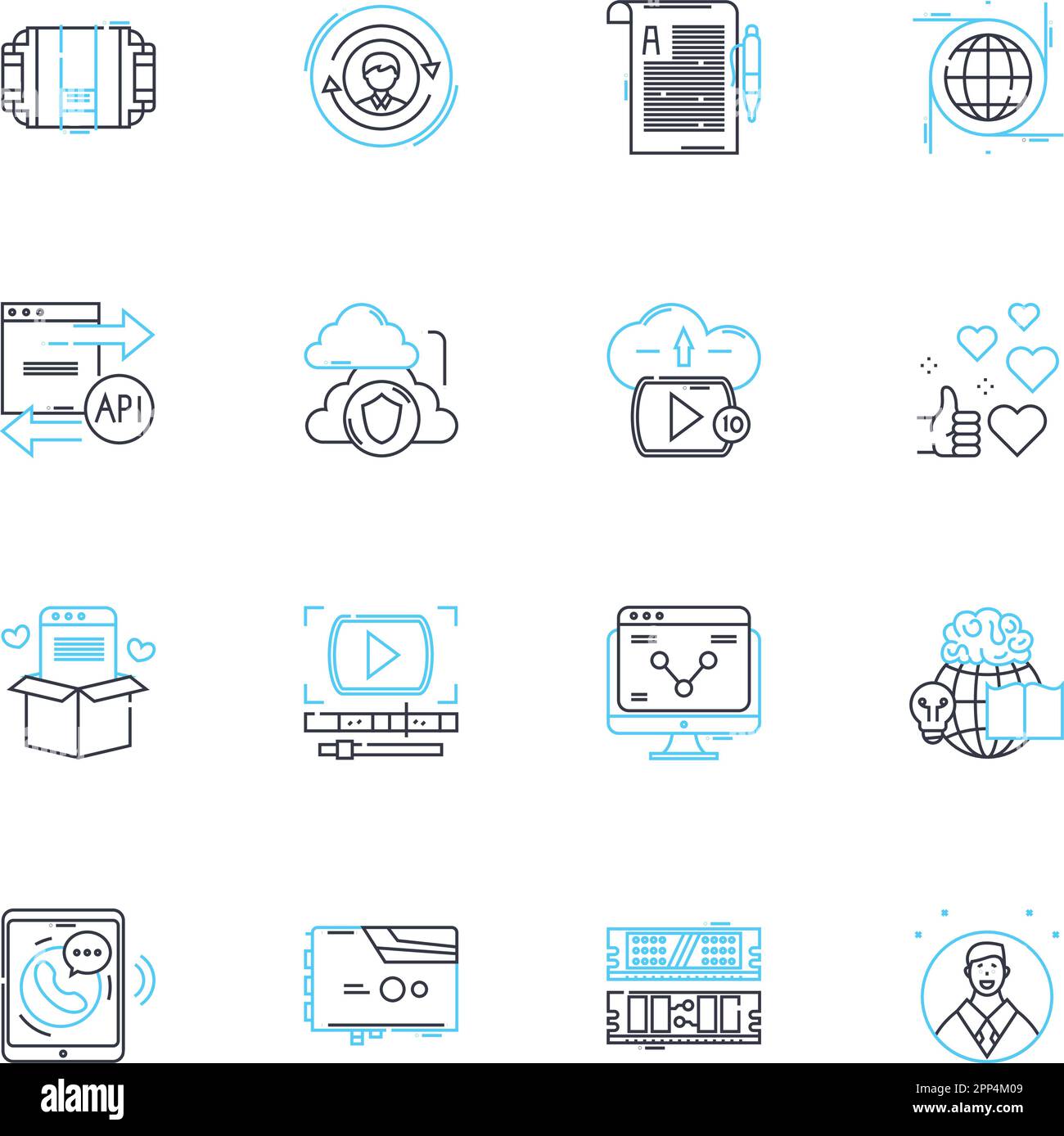 Information sharing linear icons set. Collaboration, Transparency ...