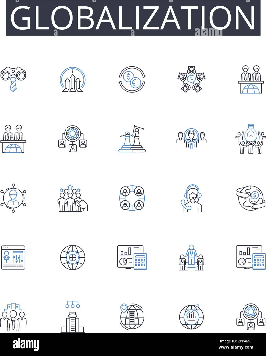 Globalization Line Icons Collection Urbanization Digitization Modernization