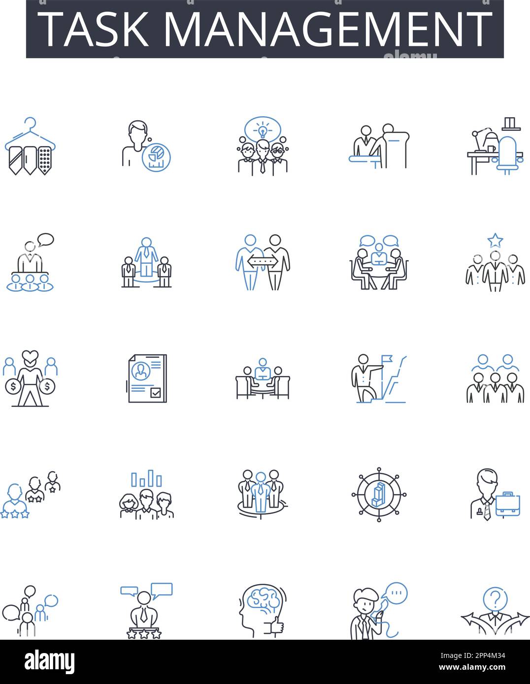 Task management line icons collection. Time management, Project ... Task management line icons collection. Time management, Project ...
