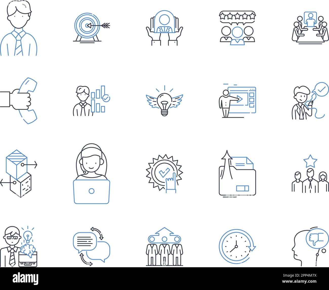 Product Market Fit Line Icons Collection Alignment Integration Convergence Adaptation 4060