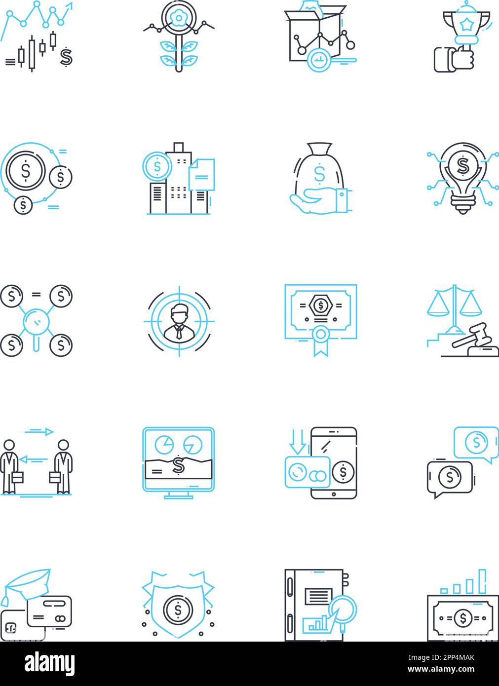 Fiscal venture linear icons set. Investment, Profit, Financing, Venture ...