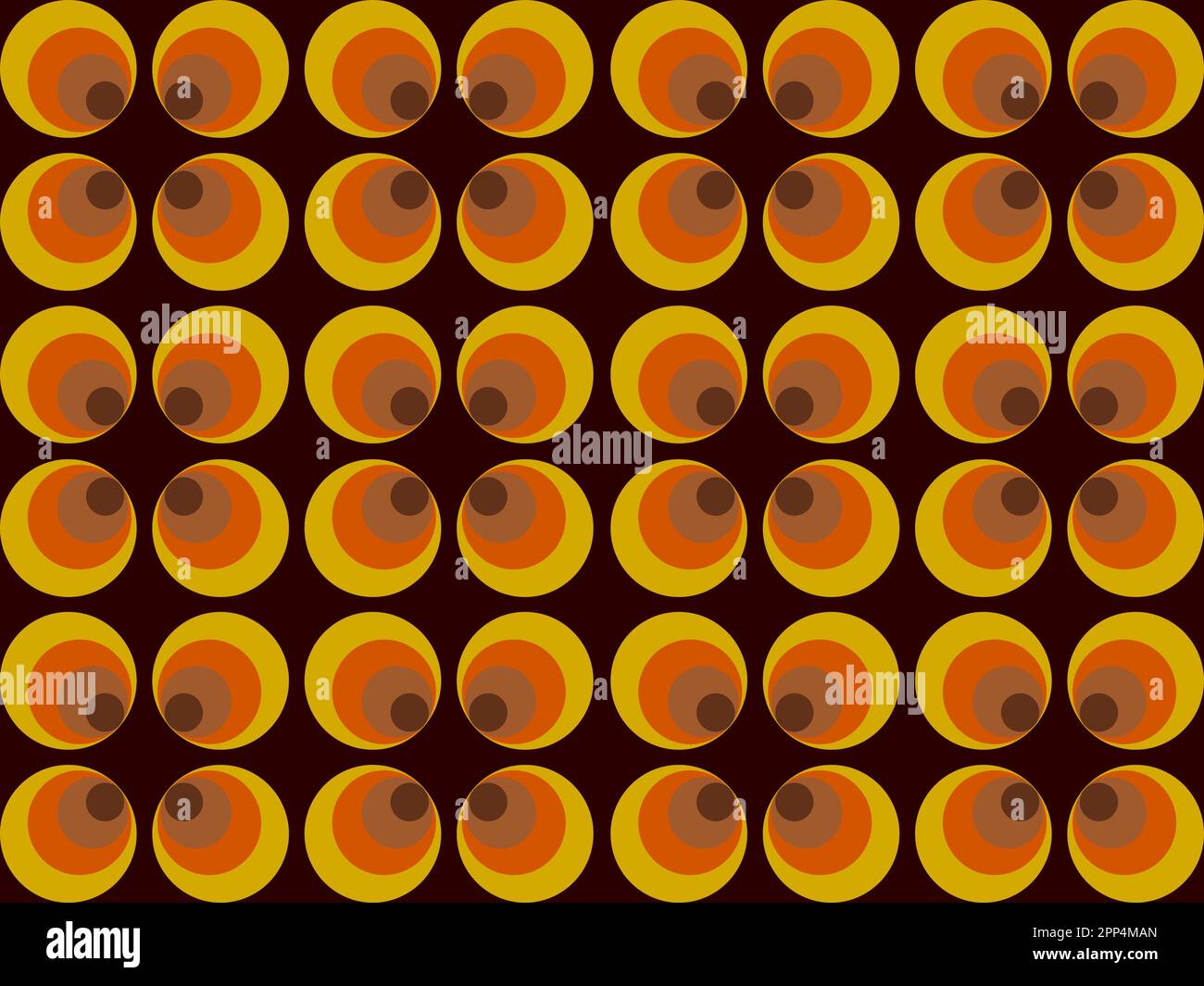 Retro style wallpaper design with circles in yellow, orange and brown ...