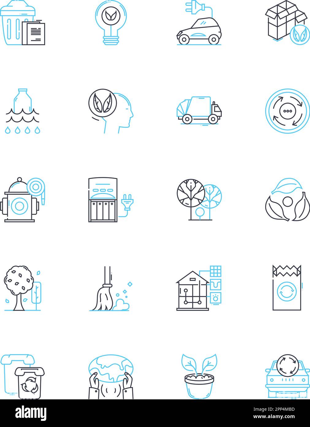 Green linear icons set. Environmentally-friendly, Eco-conscious ...