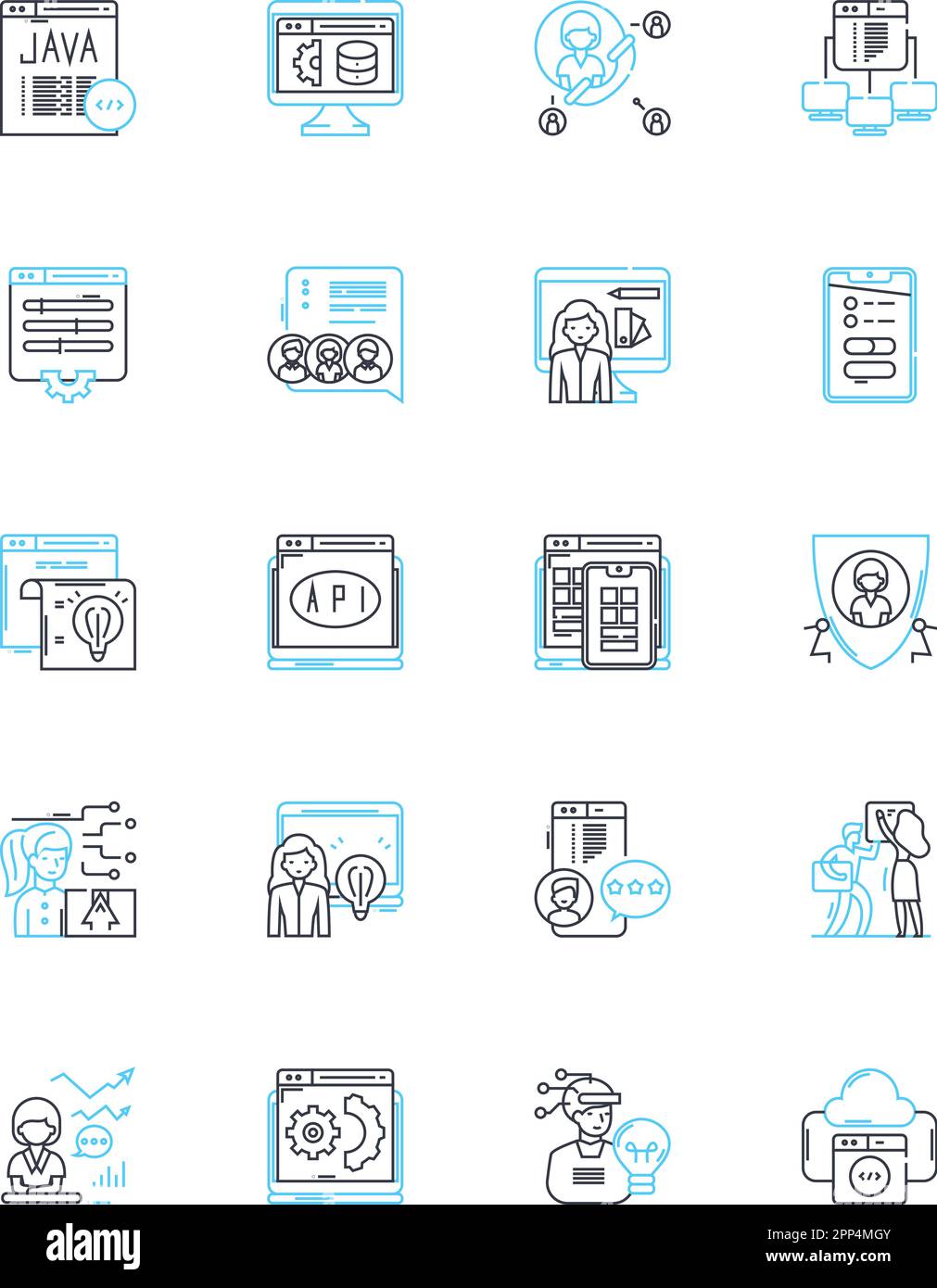 Medical advice linear icons set. Diagnosis, Treatment, Prescription ...
