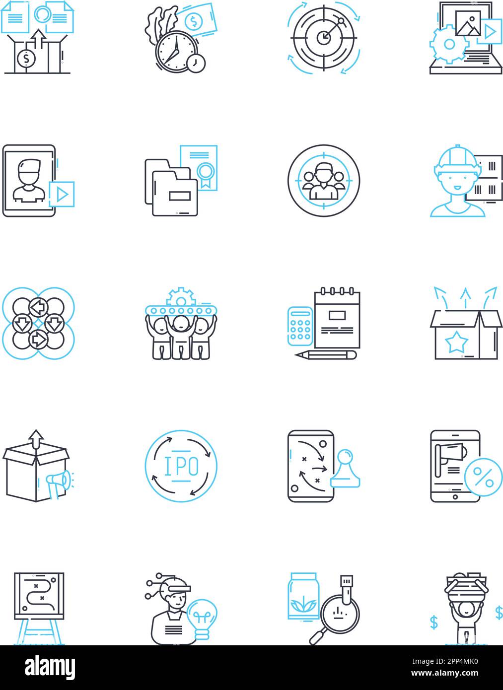 Cooperative effort linear icons set. Collaboration, Coordination, Partnership, Synergy, Unity ...