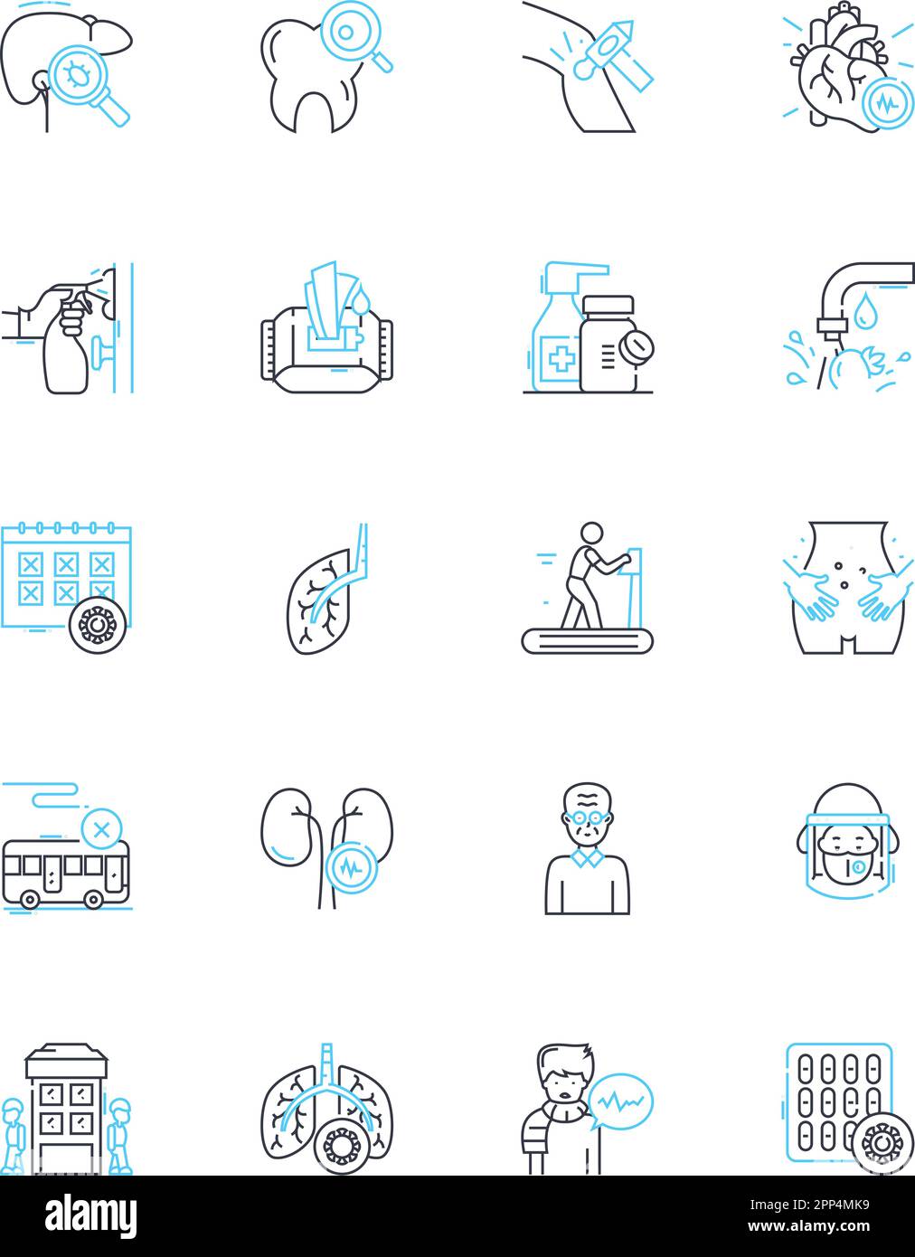 Antiviral approach linear icons set. Immunotherapy, Protease, RNA ...
