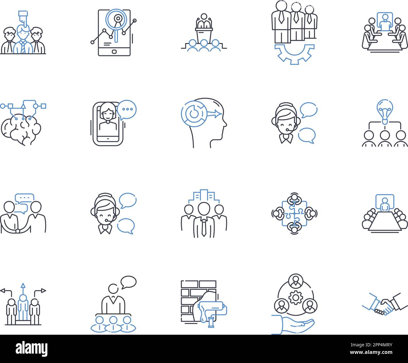 Congenial teamwork line icons collection. Synergy, Harmony, Unity ...