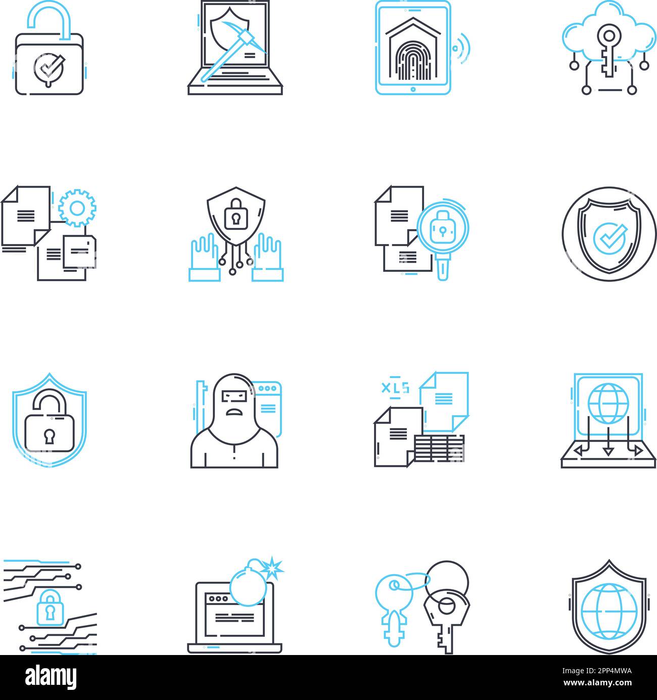 Surveillance linear icons set. Monitoring, Observation, Investigation ... Surveillance linear icons set. Monitoring, Observation, Investigation ...