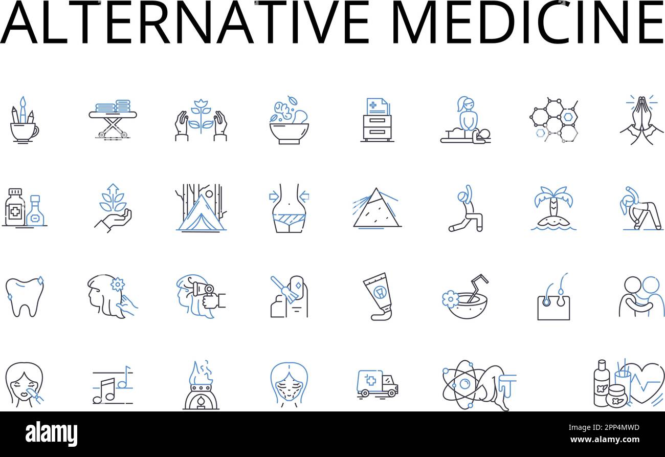 Alternative medicine line icons collection. Complementary medicine ...